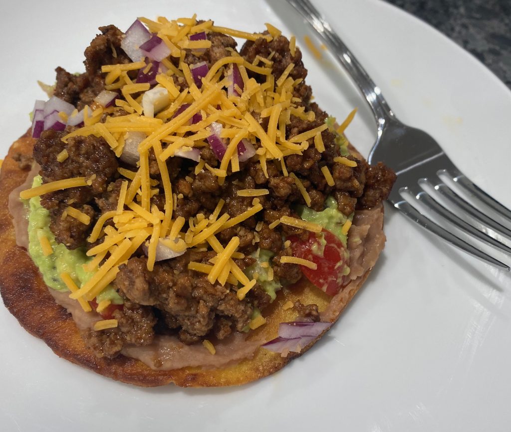 Bean, Beef, Avocado Tostada - Great Lakes Olive Oil Co.